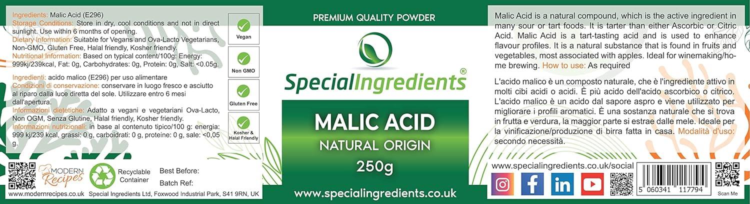 Special Ingredients Malic Acid Powder 250g Premium Quality Natural ...