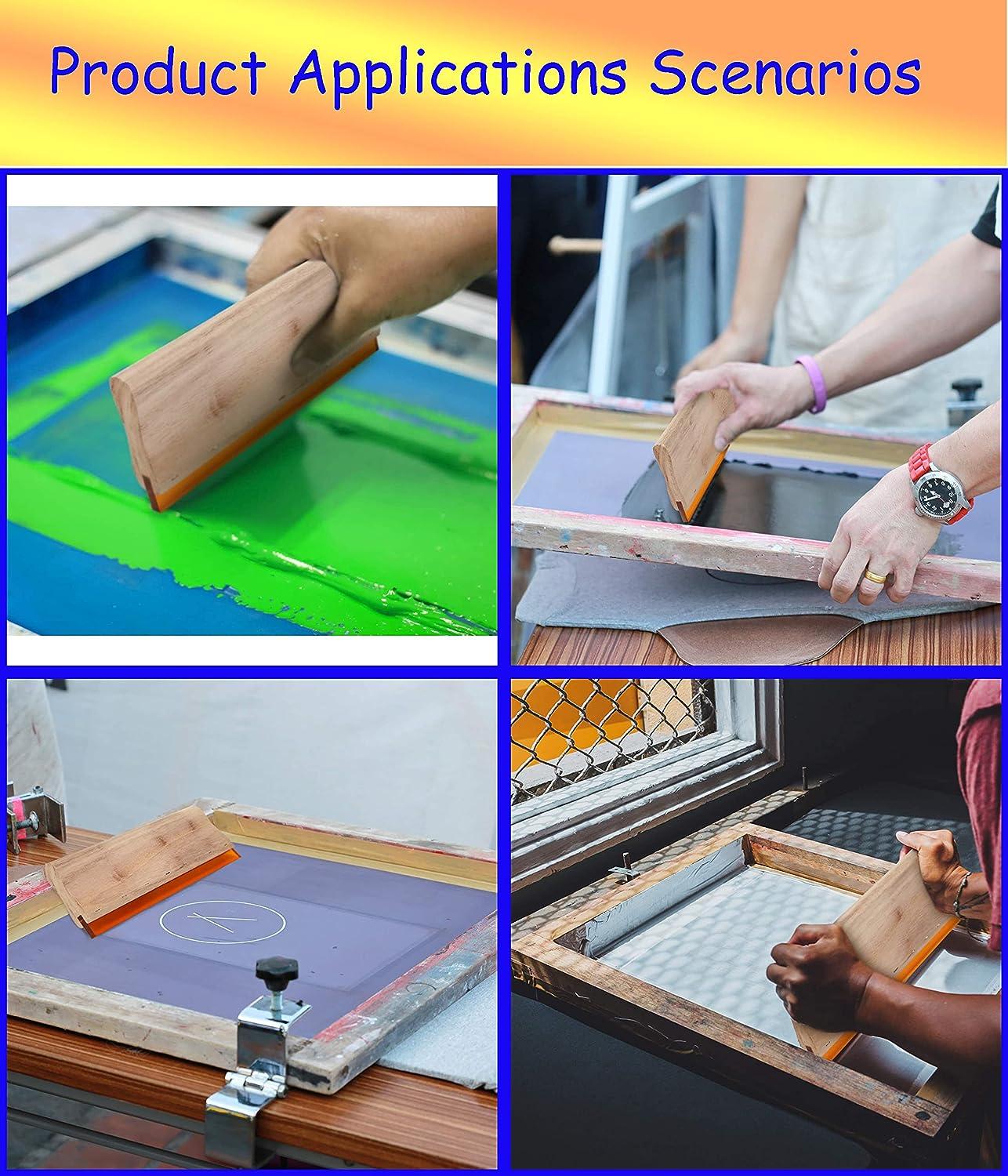 INTBUYING Screen Printing Squeegee - 6.3 Wooden Handle with Rubber ...