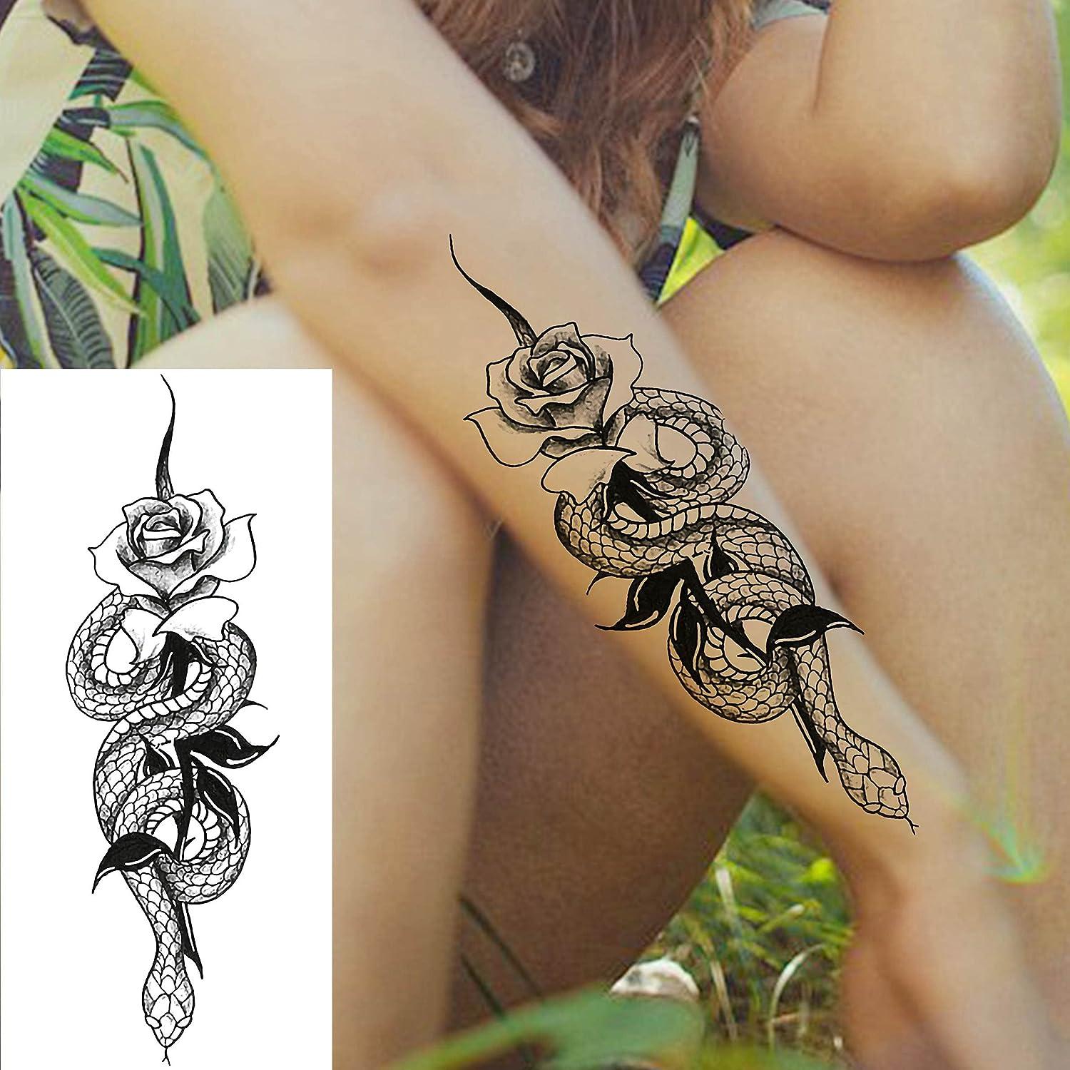 Realistic Snake Temporary Tattoos - Set of 10 | 3D Tribal Cobra Mamba Viper Design | Adult ...