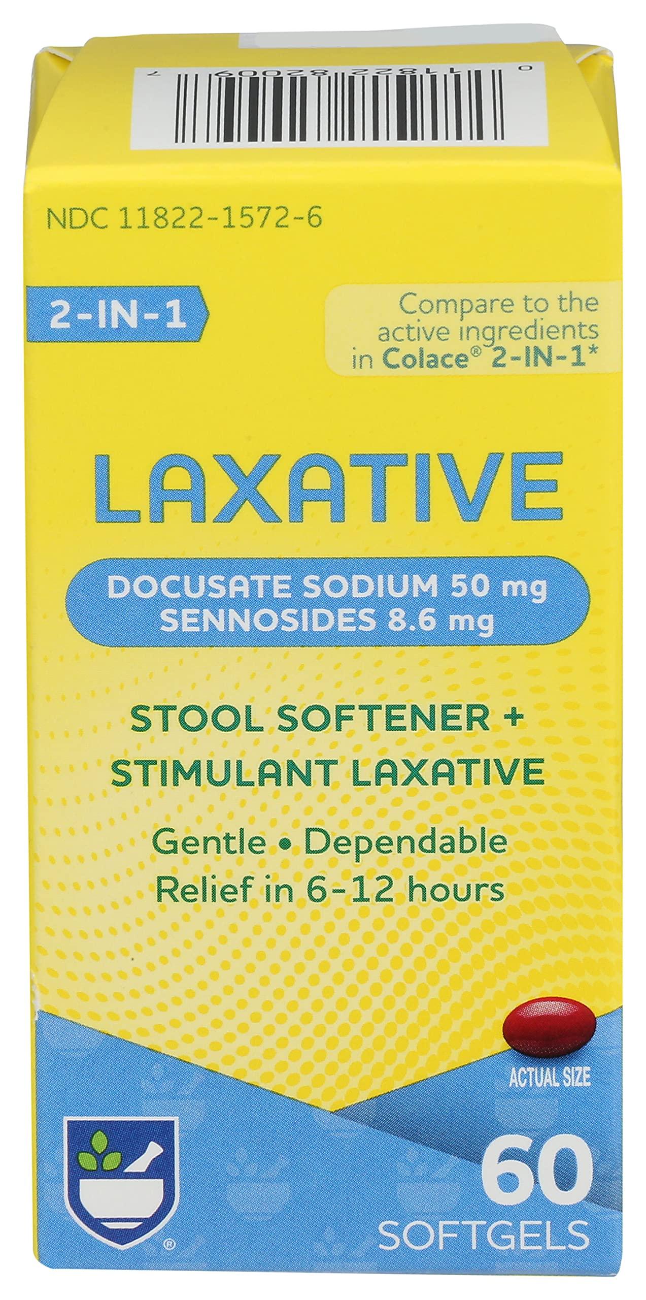 Rite Aid Stool Softener Plus Laxative Softgels - 60 Count Constipation ...