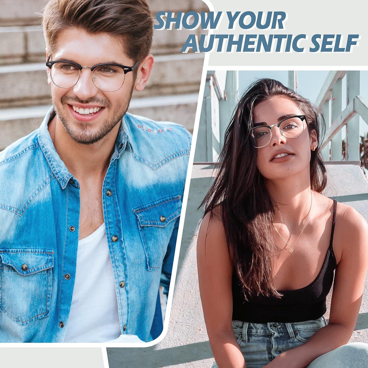 CGID 50s Retro Nerd Glasses - Half Frame Horn Style Rockabilly Geek ...