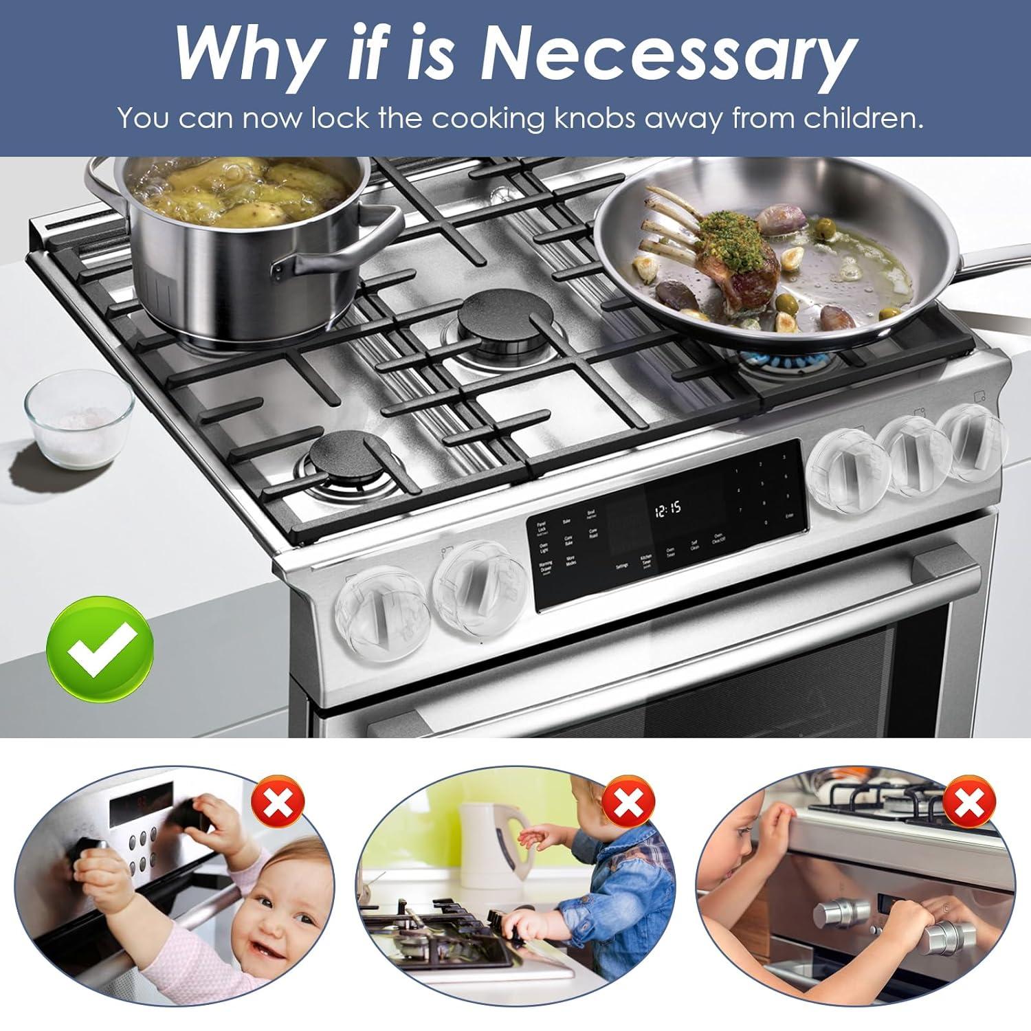 Child Safety Stove Knob Covers - 6 Transparent Child Protection Caps ...