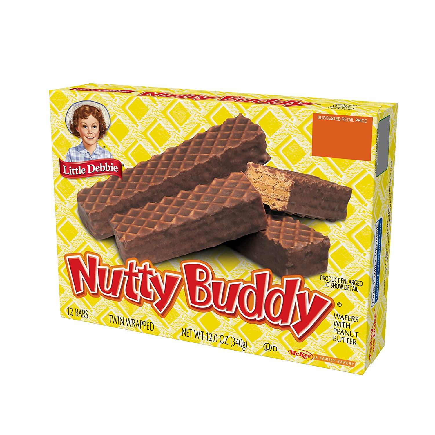 Little Debbie Nutty Buddy Wafer Bars - Crunchy Peanut Butter Layered ...