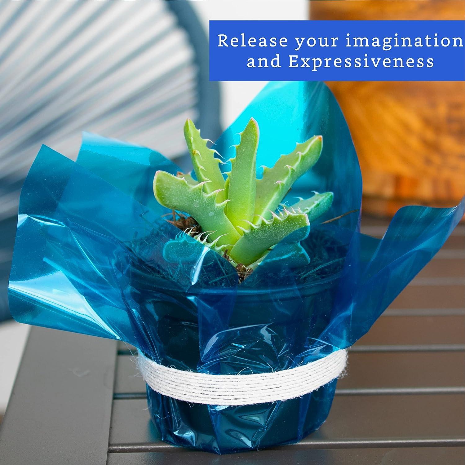 200 ft Blue Cellophane Wrap Roll (16 in x 200 ft) - Colored Cellophane ...