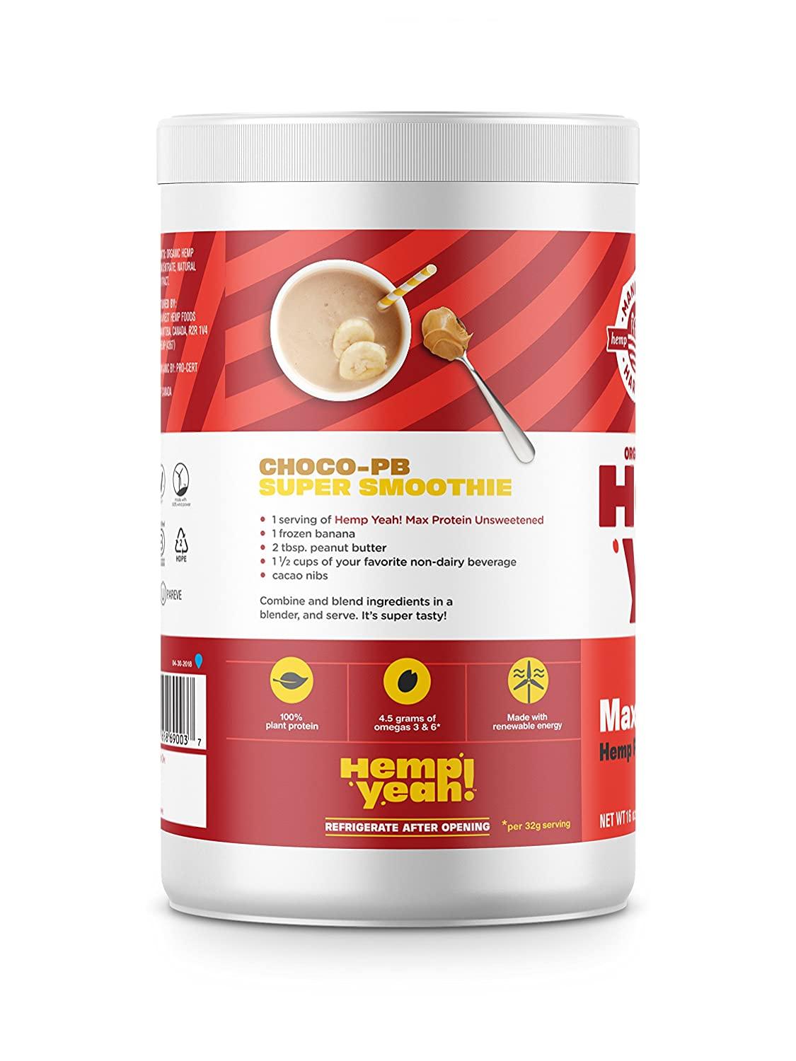 Manitoba Harvest Hemp Yeah! Organic Max Protein Powder - Unsweetened ...