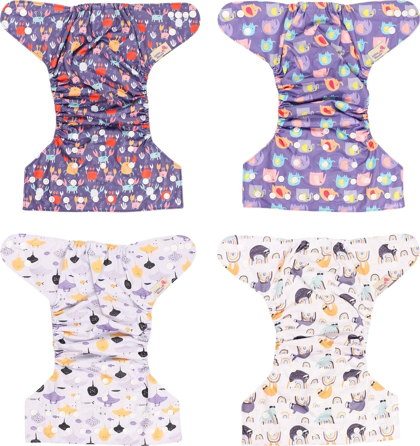 Littles and Bloomz Baby Pocket Cloth Diaper Standard Popper - Set of 4 ...