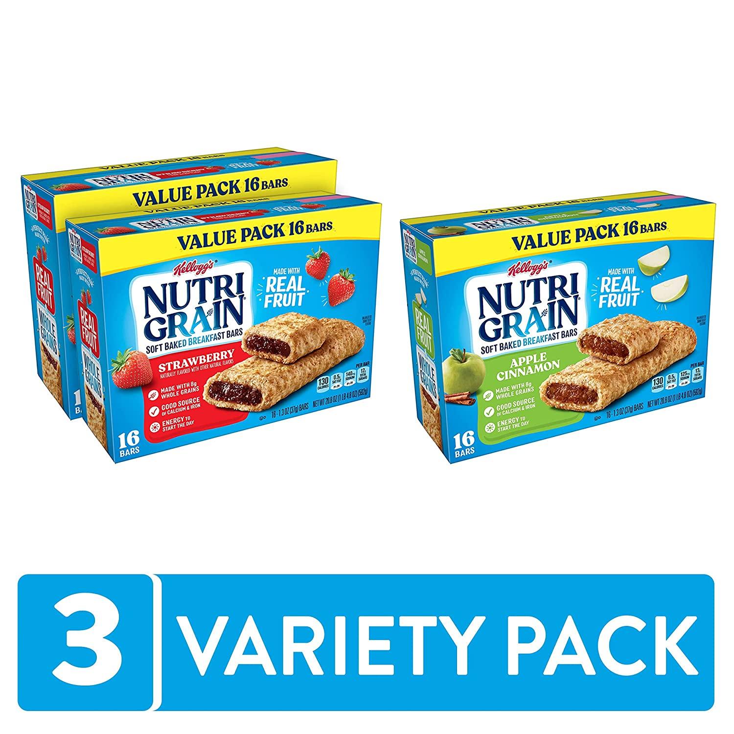 Nutri-Grain Soft Baked Breakfast Bars Variety Pack - 48 Bars for Kids ...