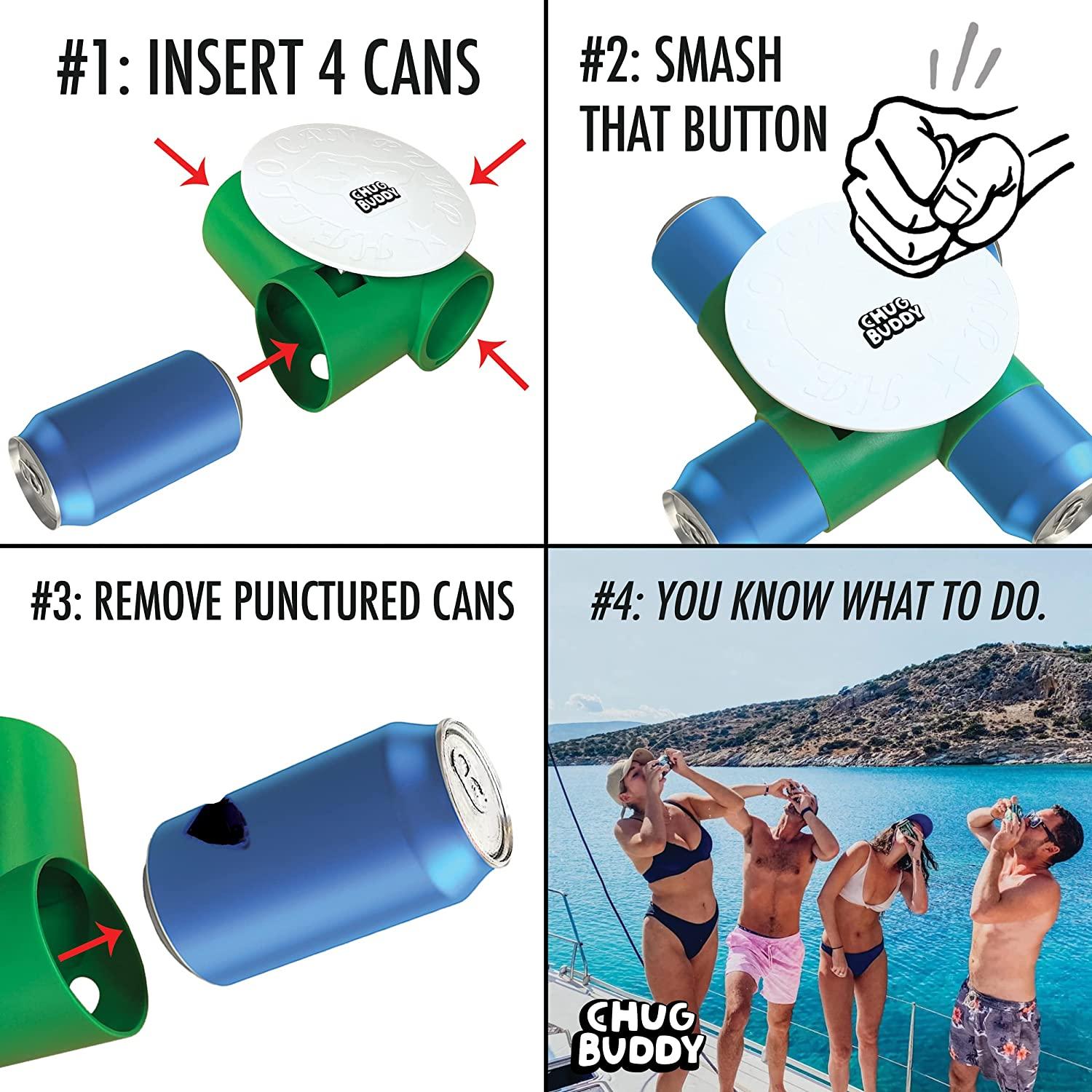 Chug Buddy 4-can shotgun tool for chugging soda cans spring loaded ...