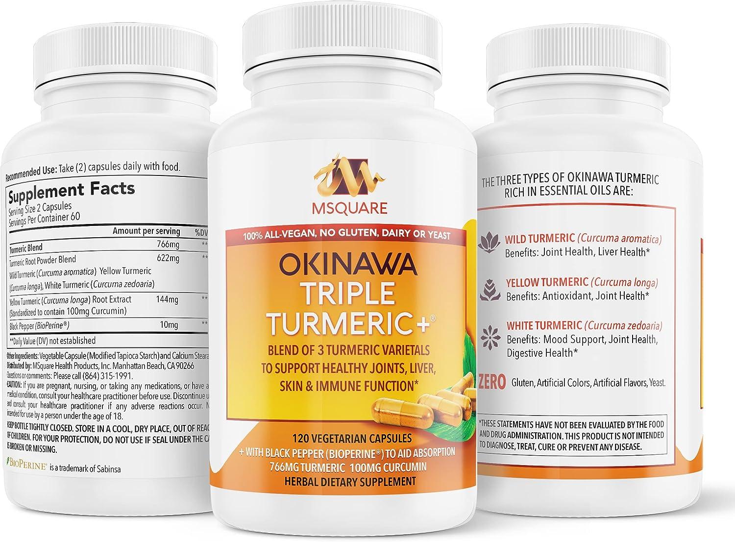 Okinawa Triple Turmeric + Curcumin Supplement | 766mg Turmeric Blend ...