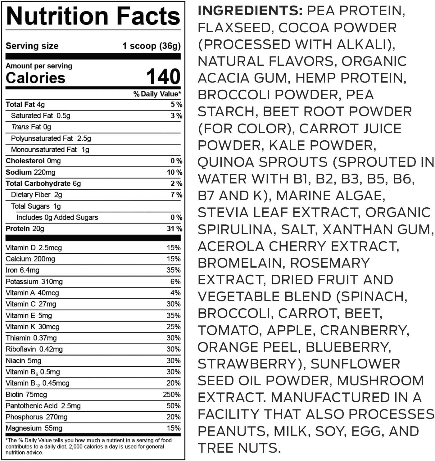 Vega Essentials Chocolate Plant Based Protein Powder - Vegan Superfood ...