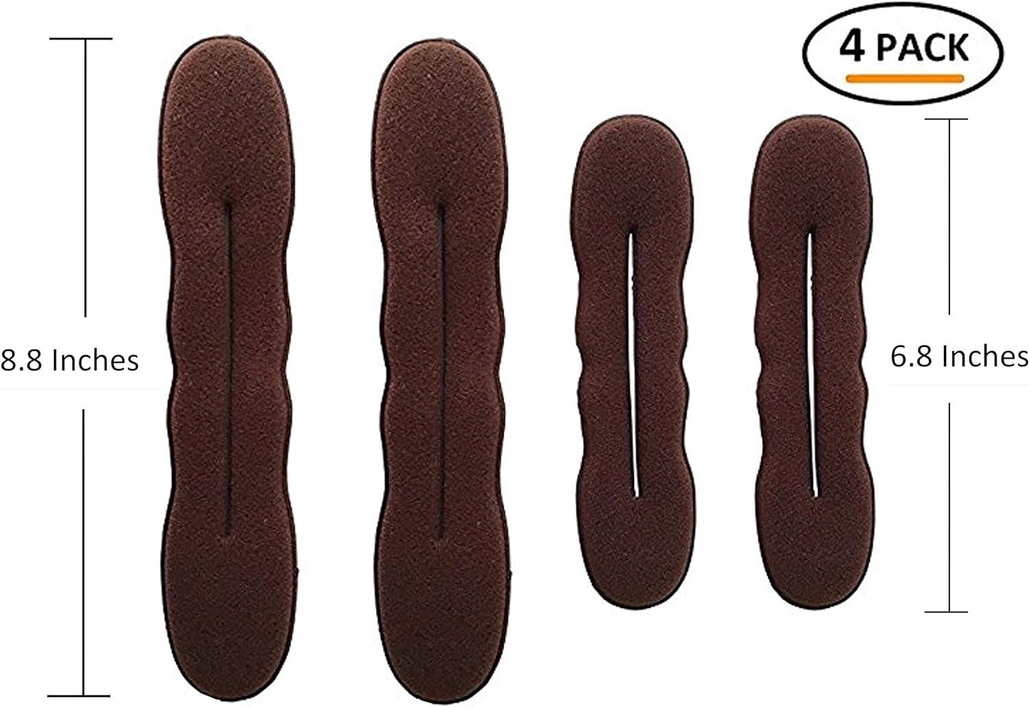 Styla Hair Magic Bun Maker - 2 Small 2 Large Brown Foam Twisters for ...