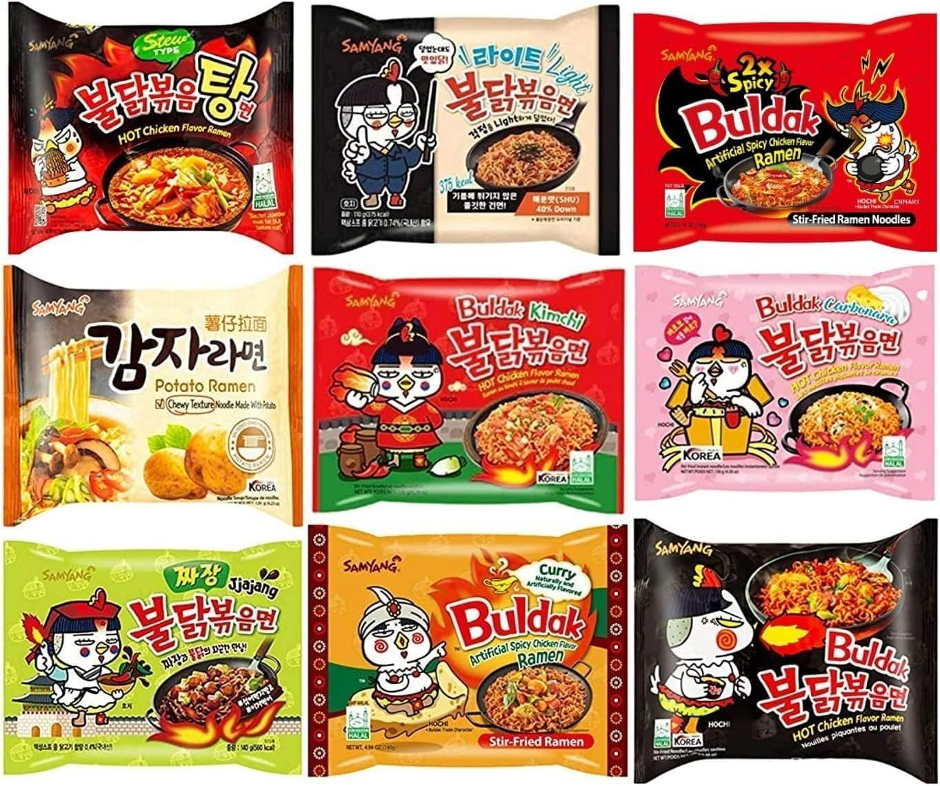 Korean Instant Noodles Ramen Variety Bundle & Chopsticks - Samyang ...