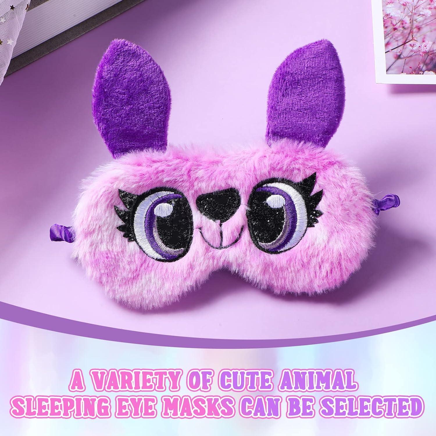 4 Pack Plush Animal Sleep Eye Mask Set - Unicorn, Cat, Cute Classic ...