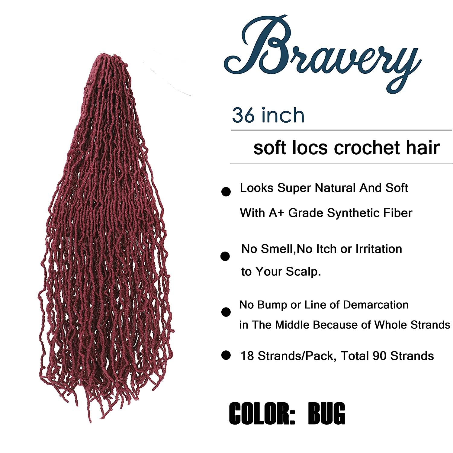 36 Soft Locs 90 Strands Red Burgundy Faux Locs 5 Packs - Crochet Hair ...