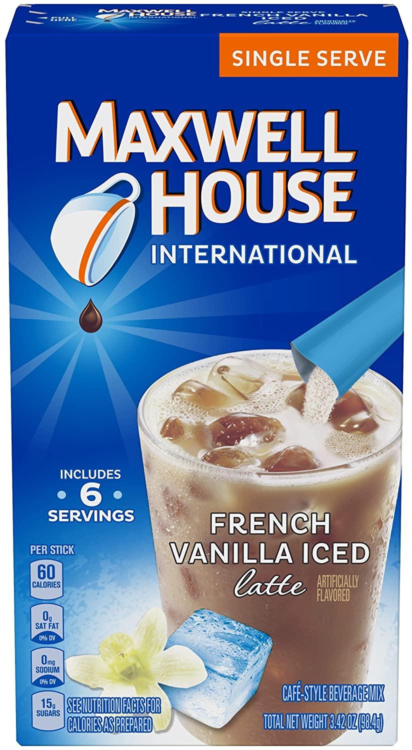 Maxwell House French Vanilla Iced Latte Single Serve Packets 3.42 oz ...