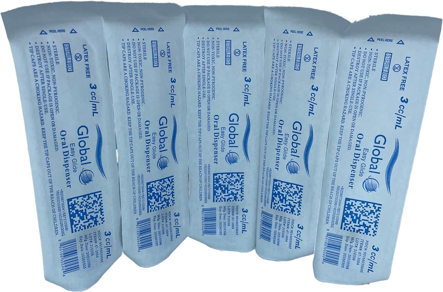 Easy Glide 3ml 3cc Oral Syringe Sterile Caps Included Great for Oral Medicine and Home Care 50 ...