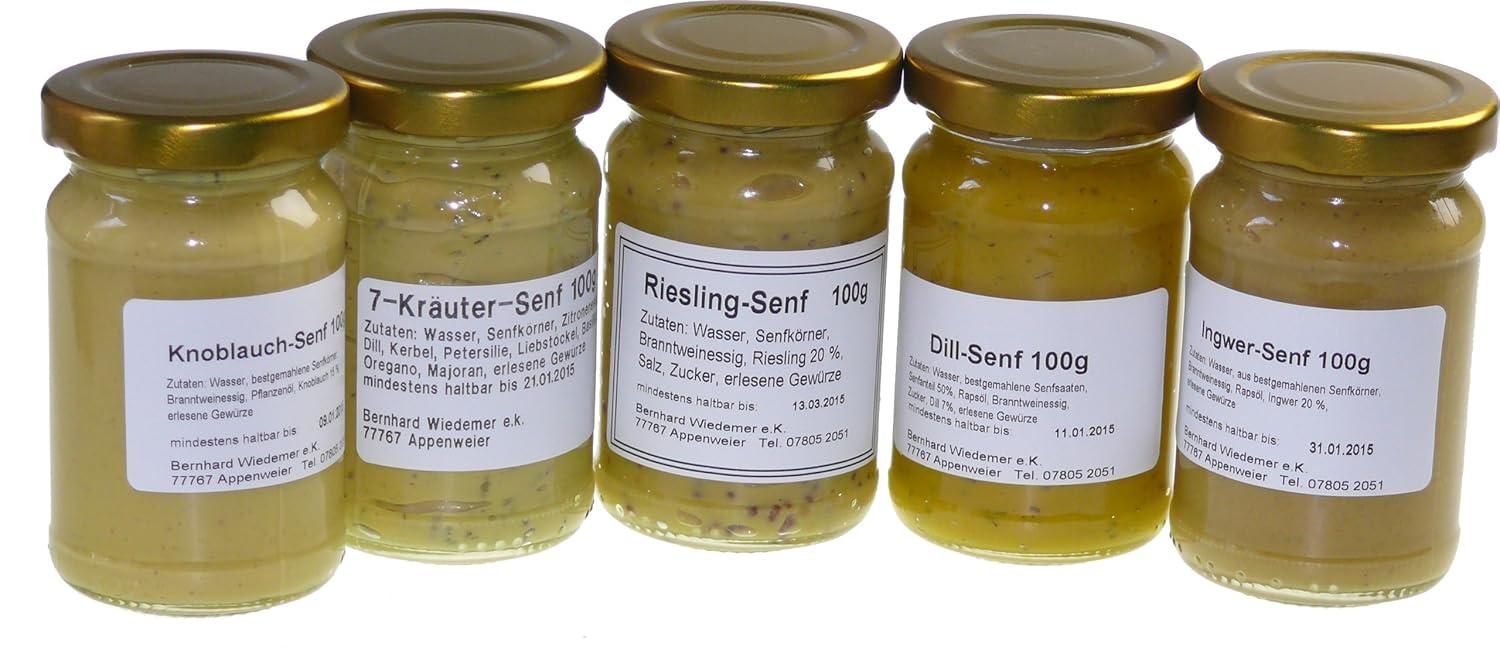 Wiedemer Gourmet Mustard Set - 5 Popular Variations (100g each) | Sweet ...