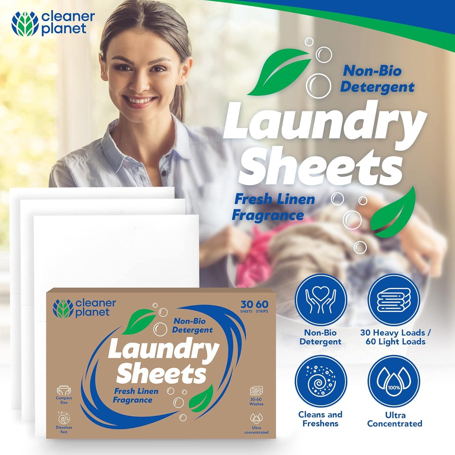30pk Fresh Linen Scent Eco Laundry Detergent Sheets | 60 Loads | Simple ...