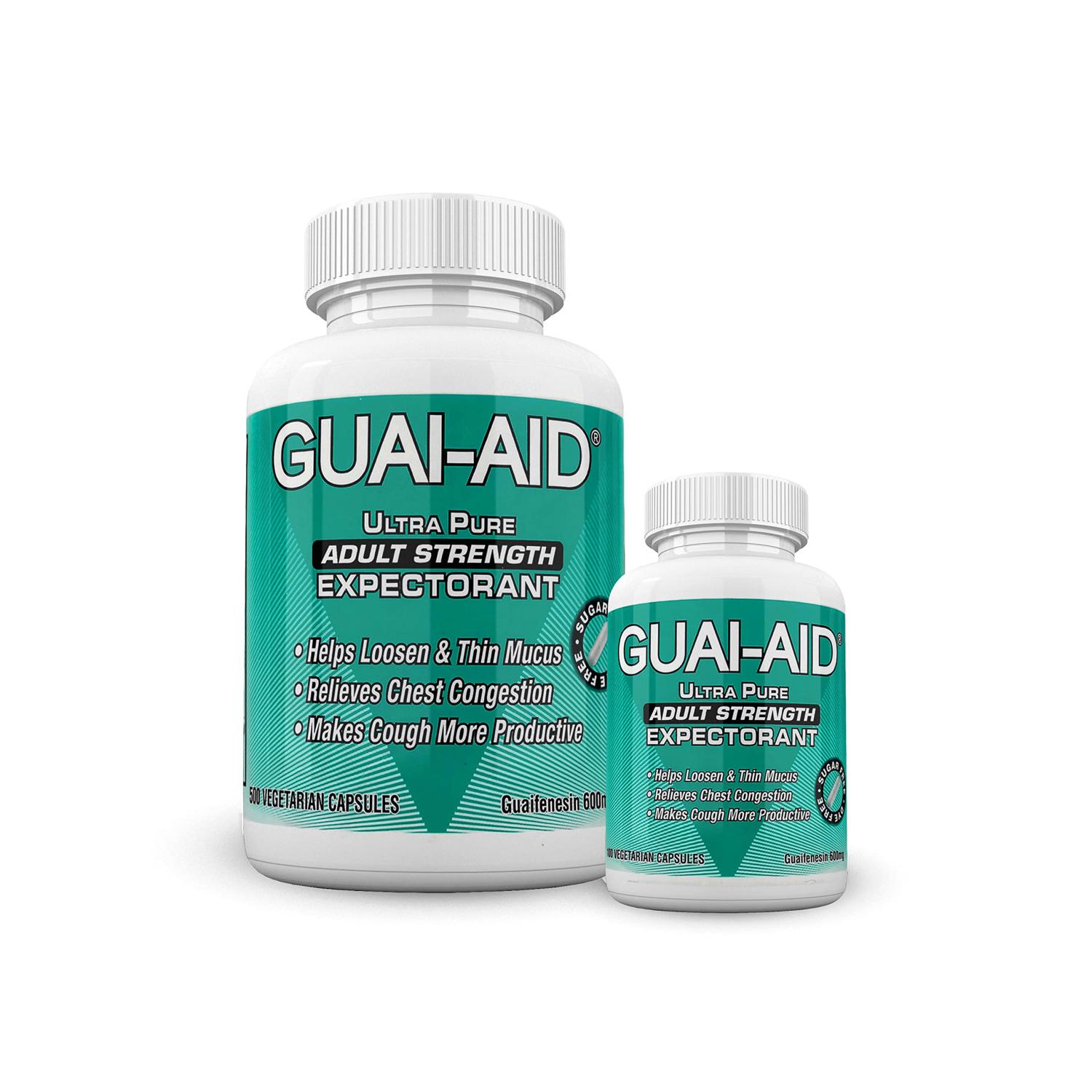 GUAI-AID 600mg Ultra-Pure Guaifenesin Veg. Capsules - Mucus Relief (100 ...