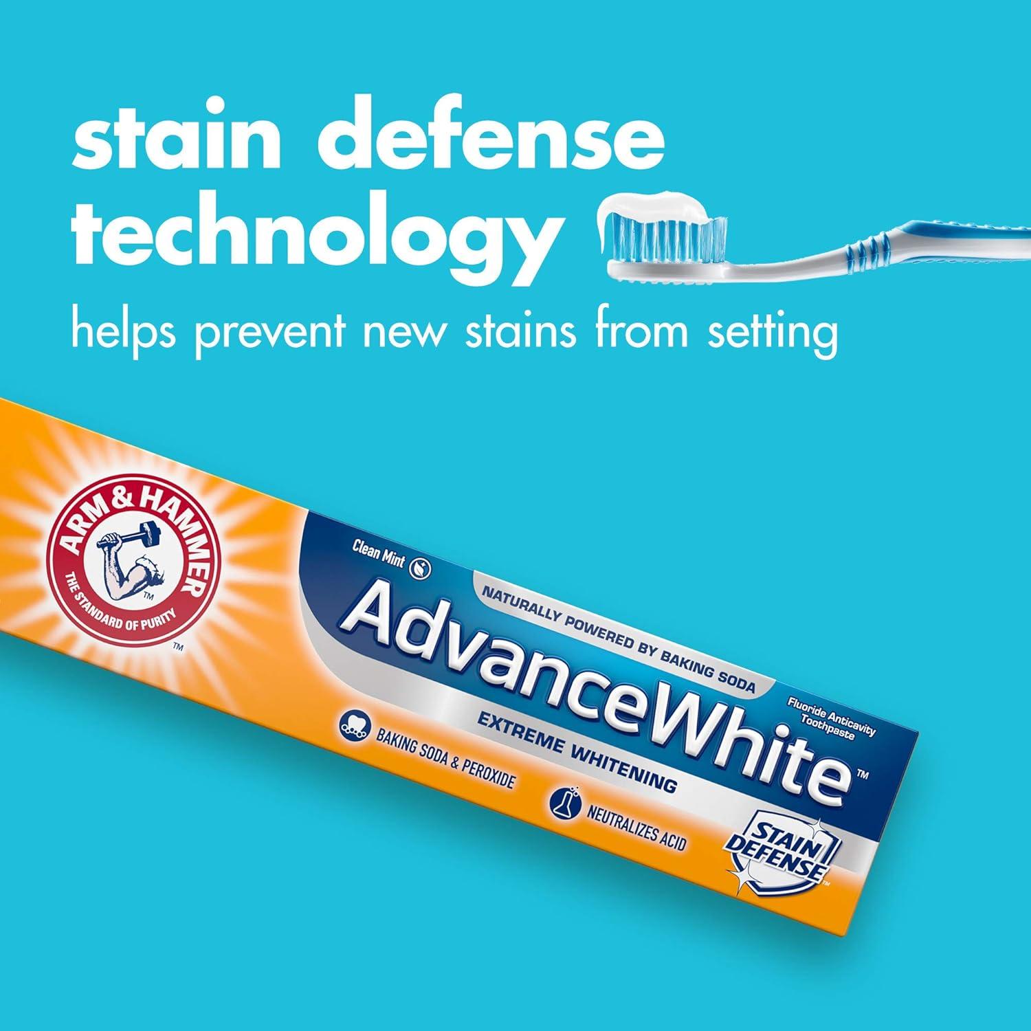 ARM & HAMMER Advanced White Extreme Whitening Toothpaste Multi-Pack - Clean Mint - Fluoride ...