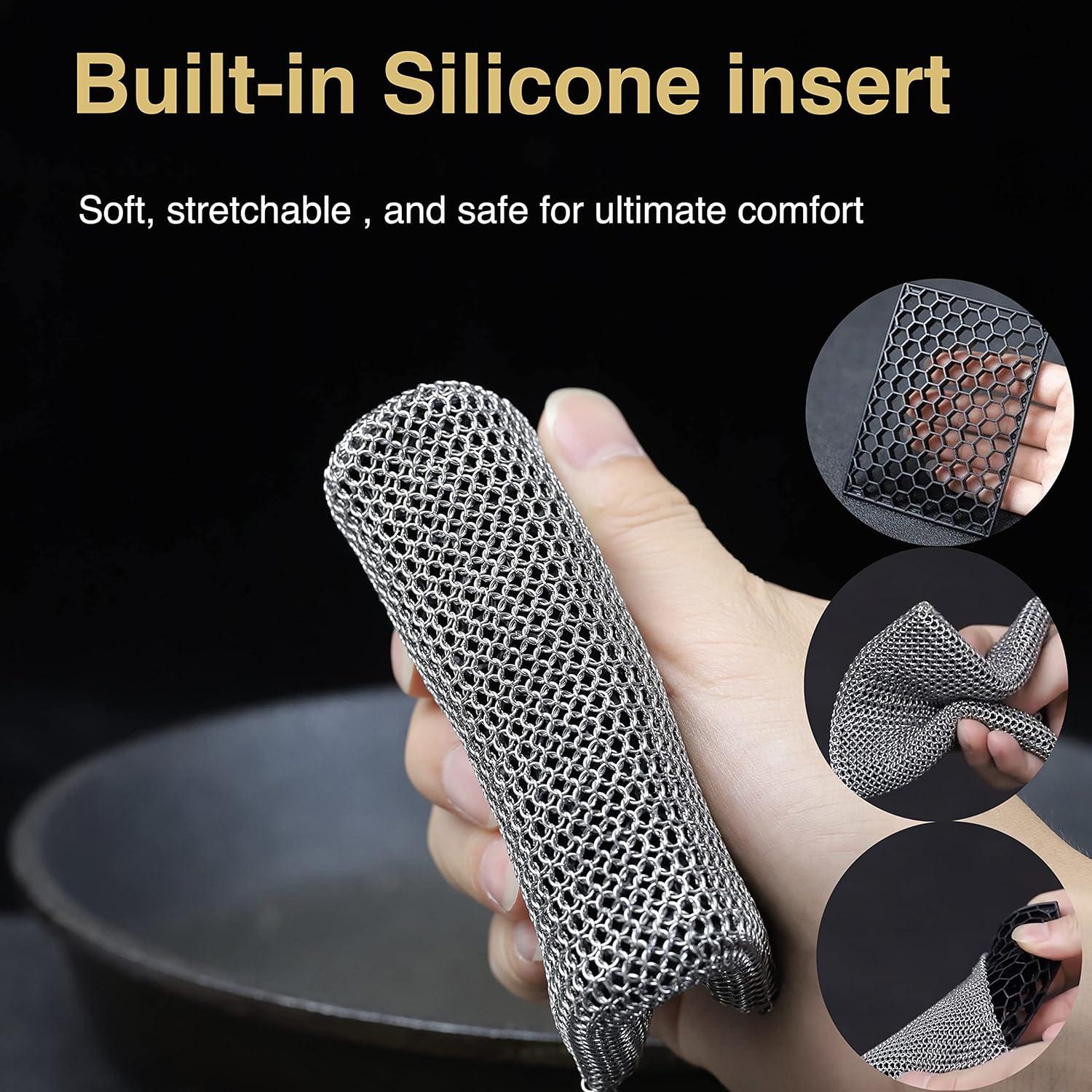 ERGONOW Cast Iron Chain Scrubber & 316 Stainless Steel Scouring Pad ...