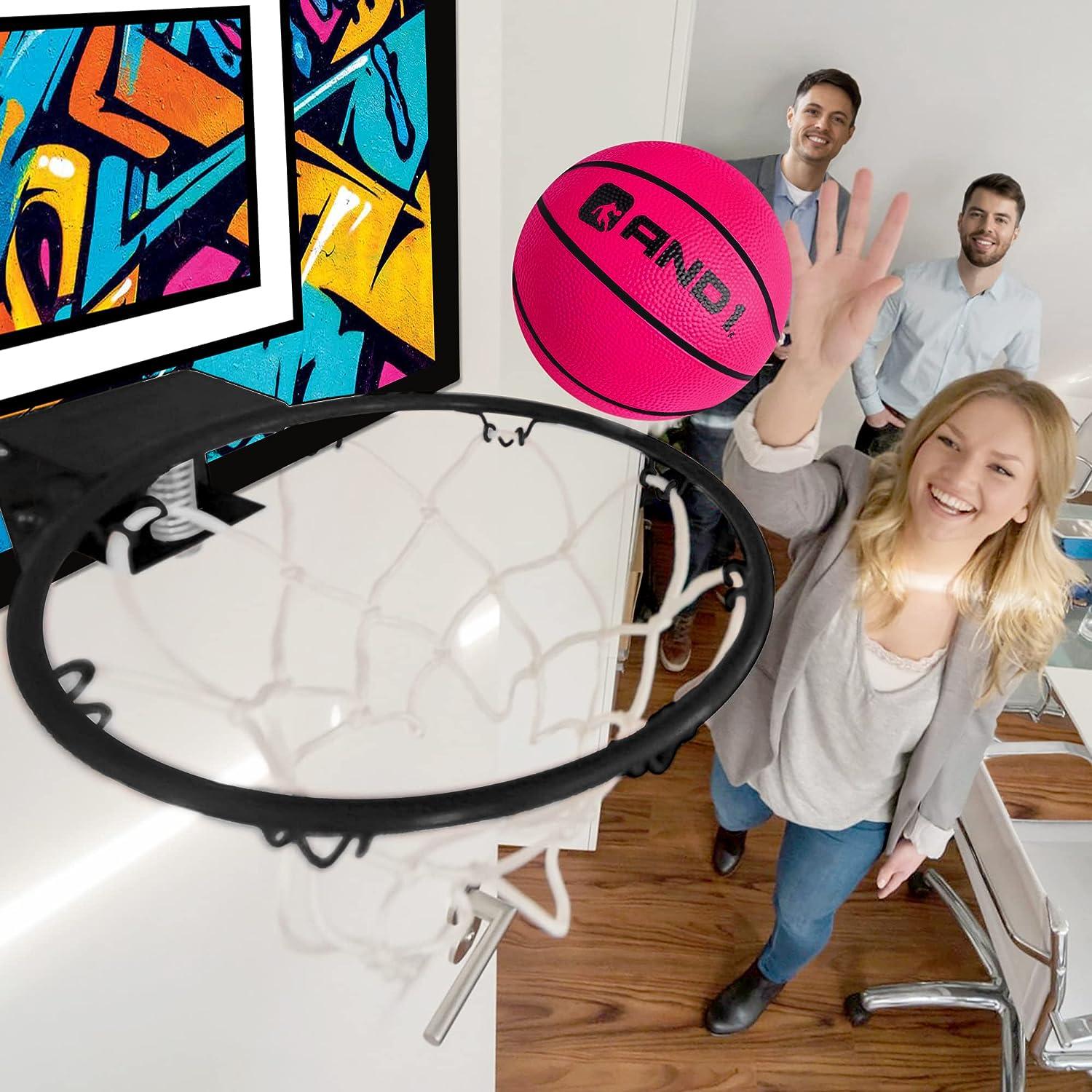 AND1 Over The Door Mini Hoop Set - 18x12 Portable Basketball Hoop with ...