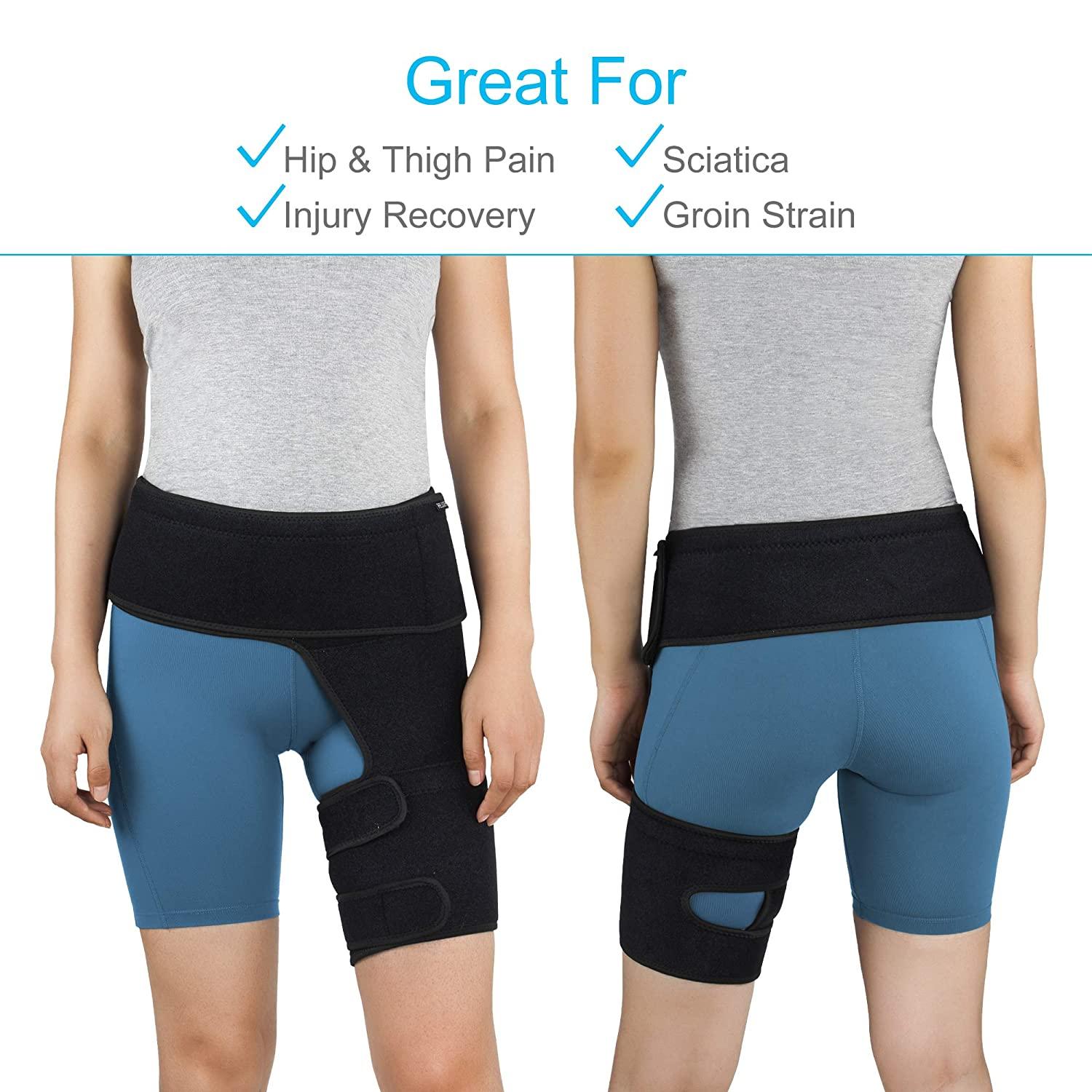 REAQER Hip Thigh Support Brace - Groin Compression Wrap for Pain Relief ...