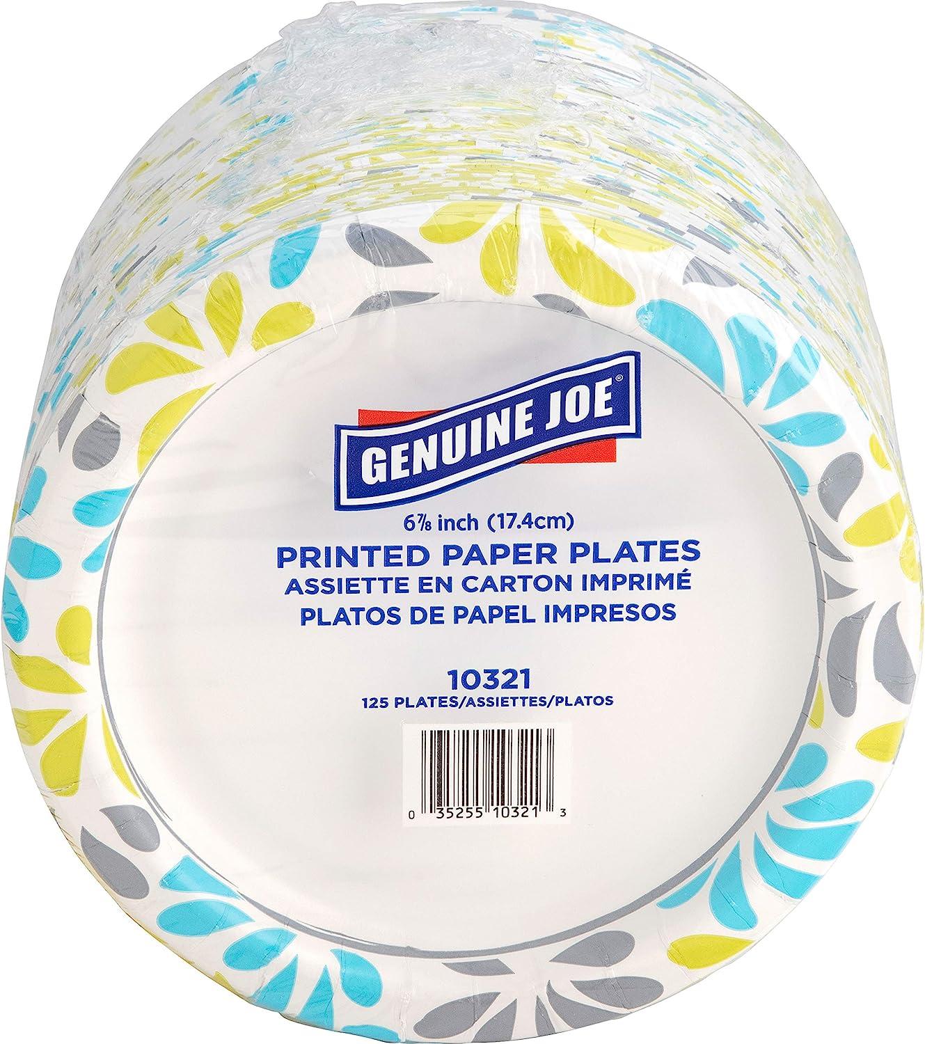 Genuine Joe 10321 Paper Plates 6 7/8 - Pack of 125 Plates | Convenient ...