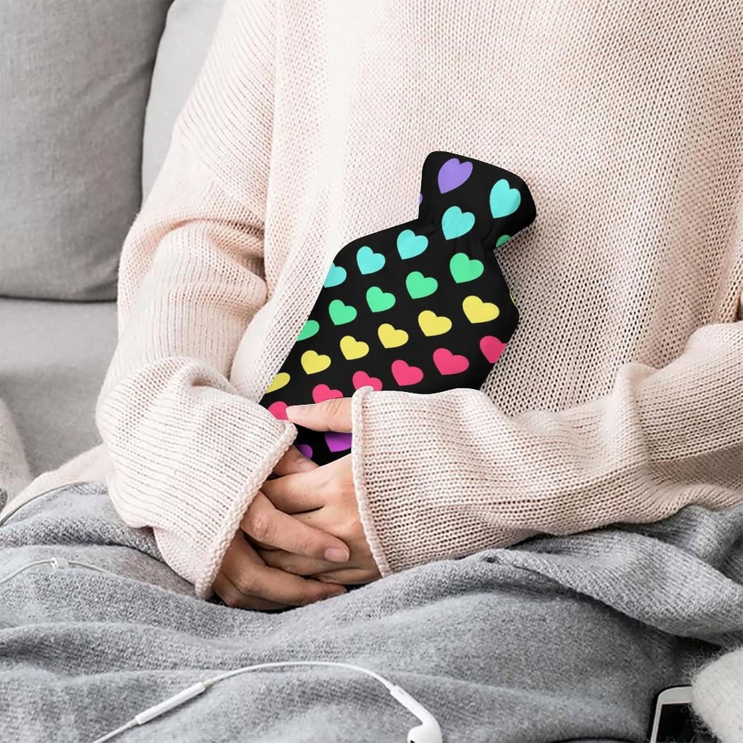 Color Love Hot Water Bottle with Plush Cover - Hand Warmer for Adults ...