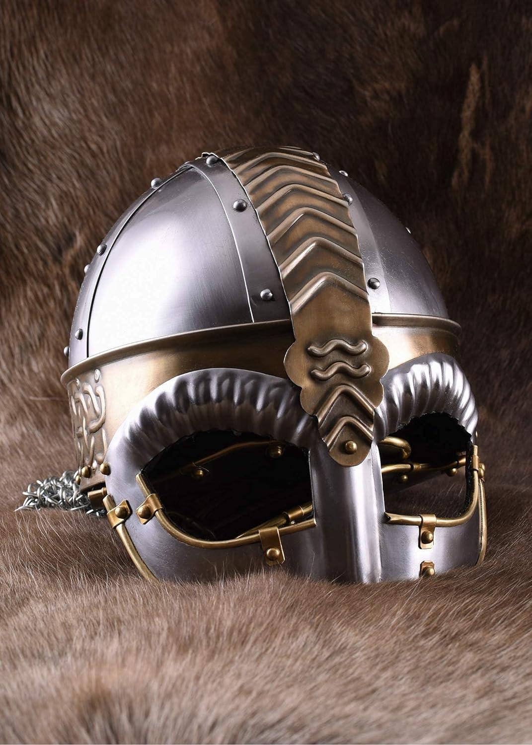 Battle Merchant Beowulf Viking Helmet - Steel Adult Helmet with Cheek ...