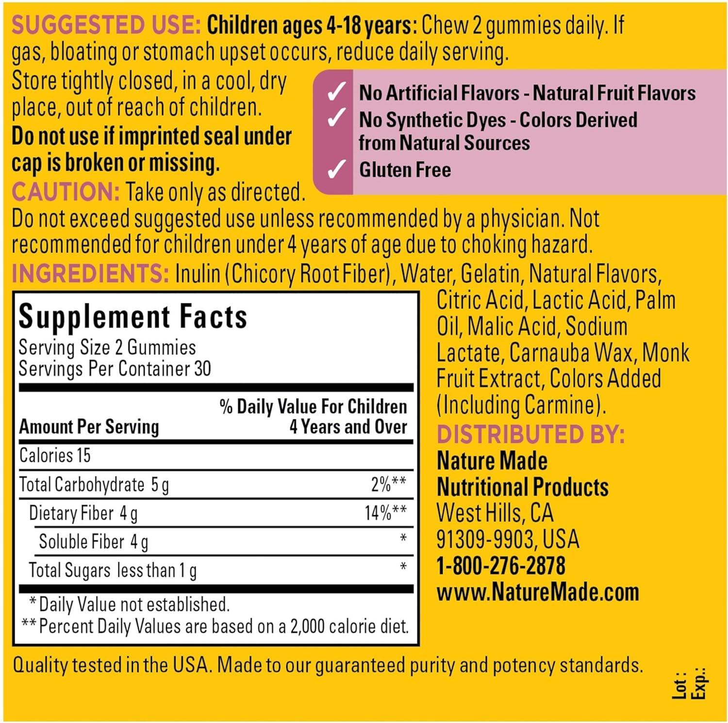 Nature Made Kids First Fiber Gummies - 60 Count for Digestive Health ...