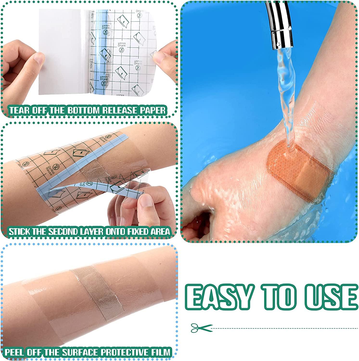 50 Pieces Transparent Waterproof Adhesive Bandages 4x5.1 Inch ...