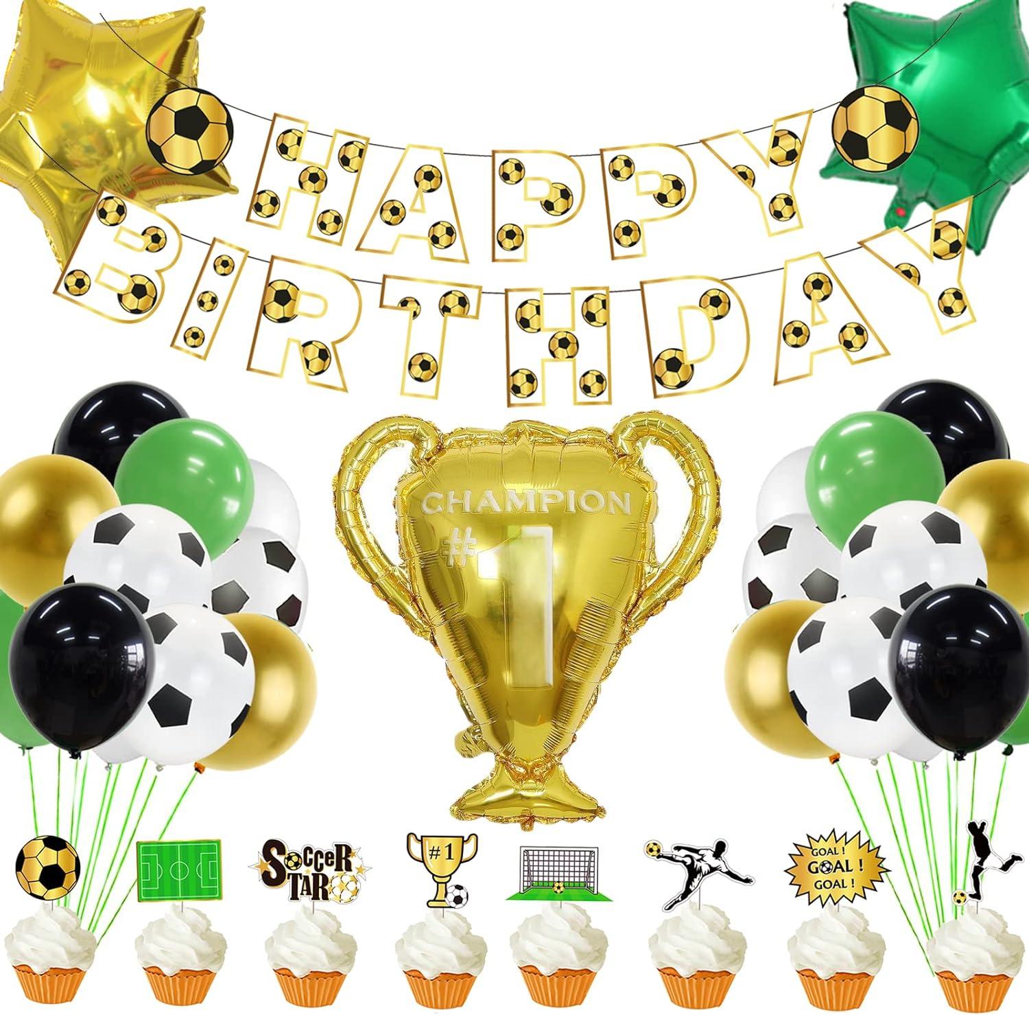 53Pcs Soccer Birthday Party Decoration Kit Latex Foil Blloons Paper ...