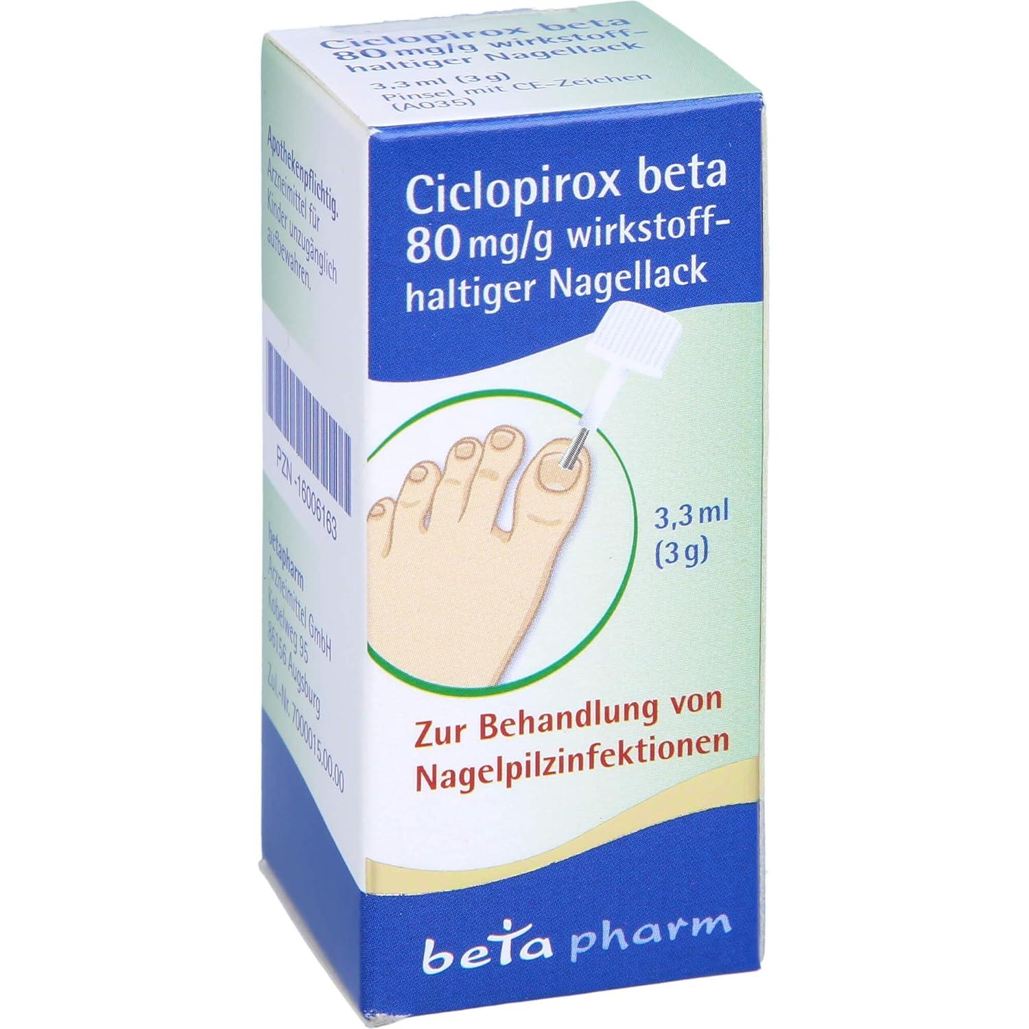 Ciclopirox Beta 80 mg/g Nail Polish - 3.3 ml for Fungal Infections ...