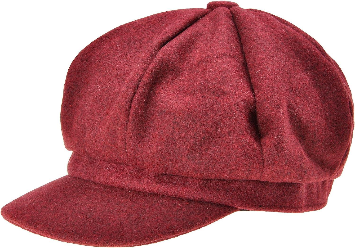 Women's Burgundy Newsboy Cap - Classic 8 Panel Gatsby Cabbie Hat | Buy ...