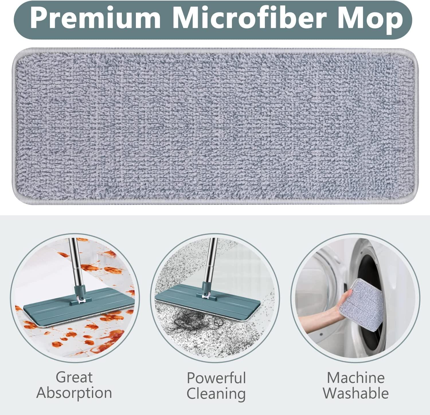 Aifacay Flat Mop Bucket System with 8 Microfiber Pads - Extended ...