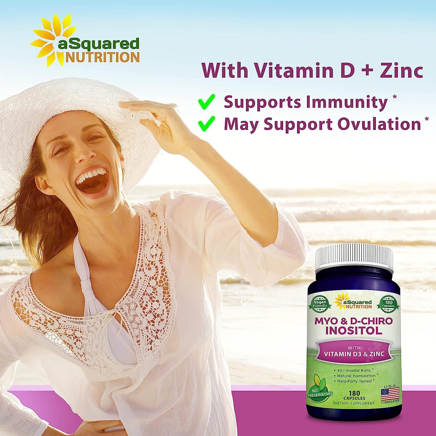 180 Capsules Myo-Inositol & D-Chiro Inositol Supplement with Vitamin D3 ...