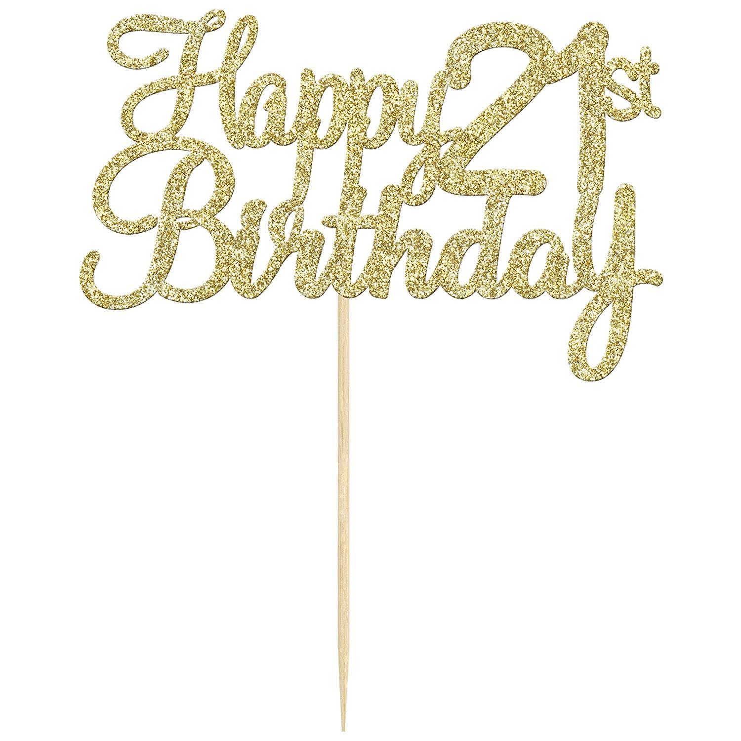 Gold Glitter Happy 21st Birthday Cake Topper - 21st Birthday Party ...
