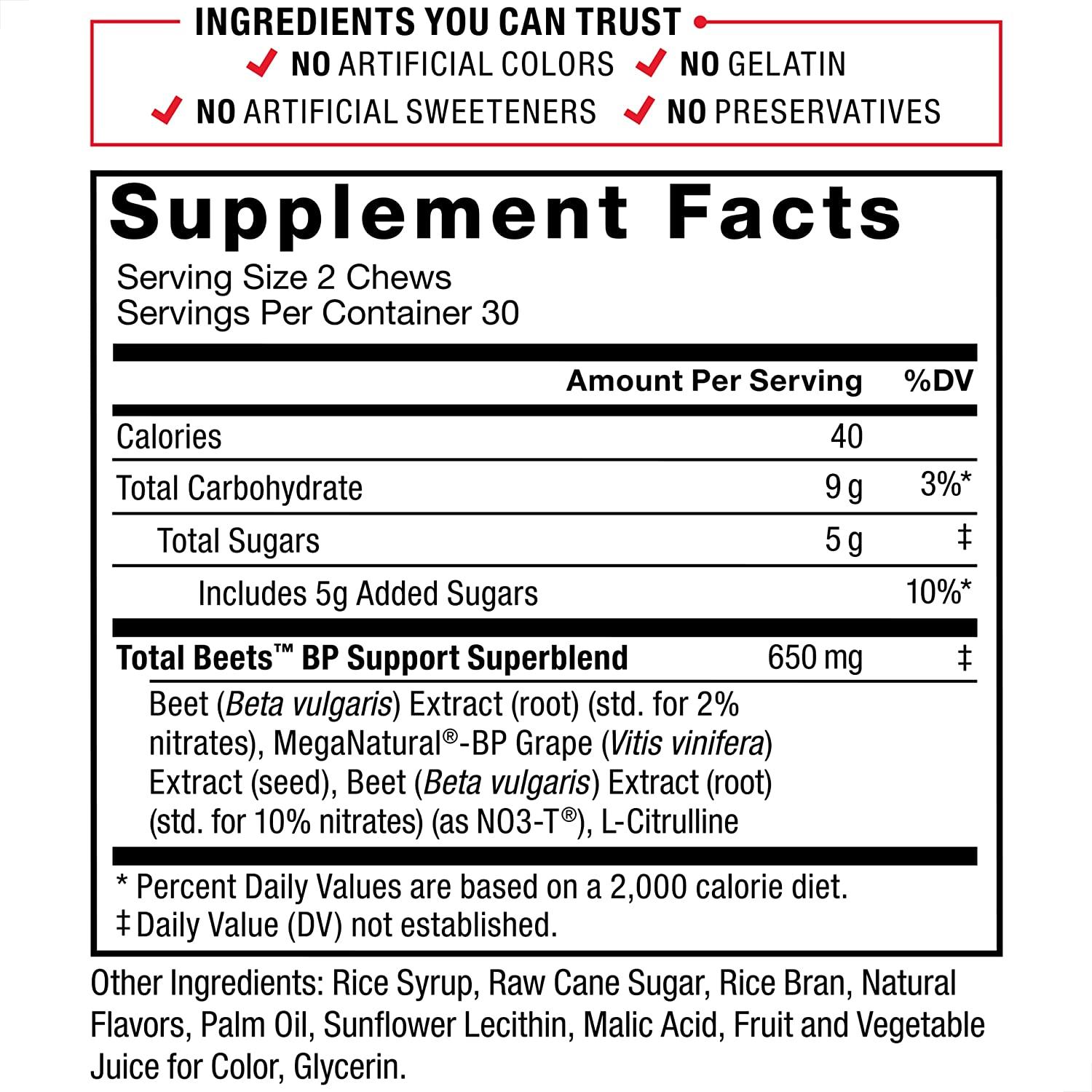Total Beets Blood Pressure Support Supplement - Beet Chewables for ...