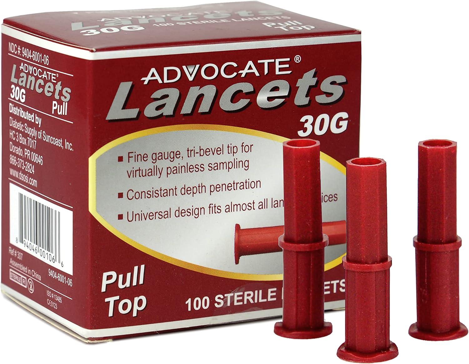 Advocate Sterile 30 Gauge Lancets for Diabetes Testing - 300 Count ...