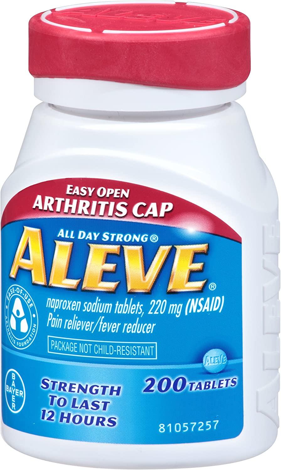 200 Count Aleve Tablets 220mg Pain Reliever/Fever Reducer - Pack of 2 ...