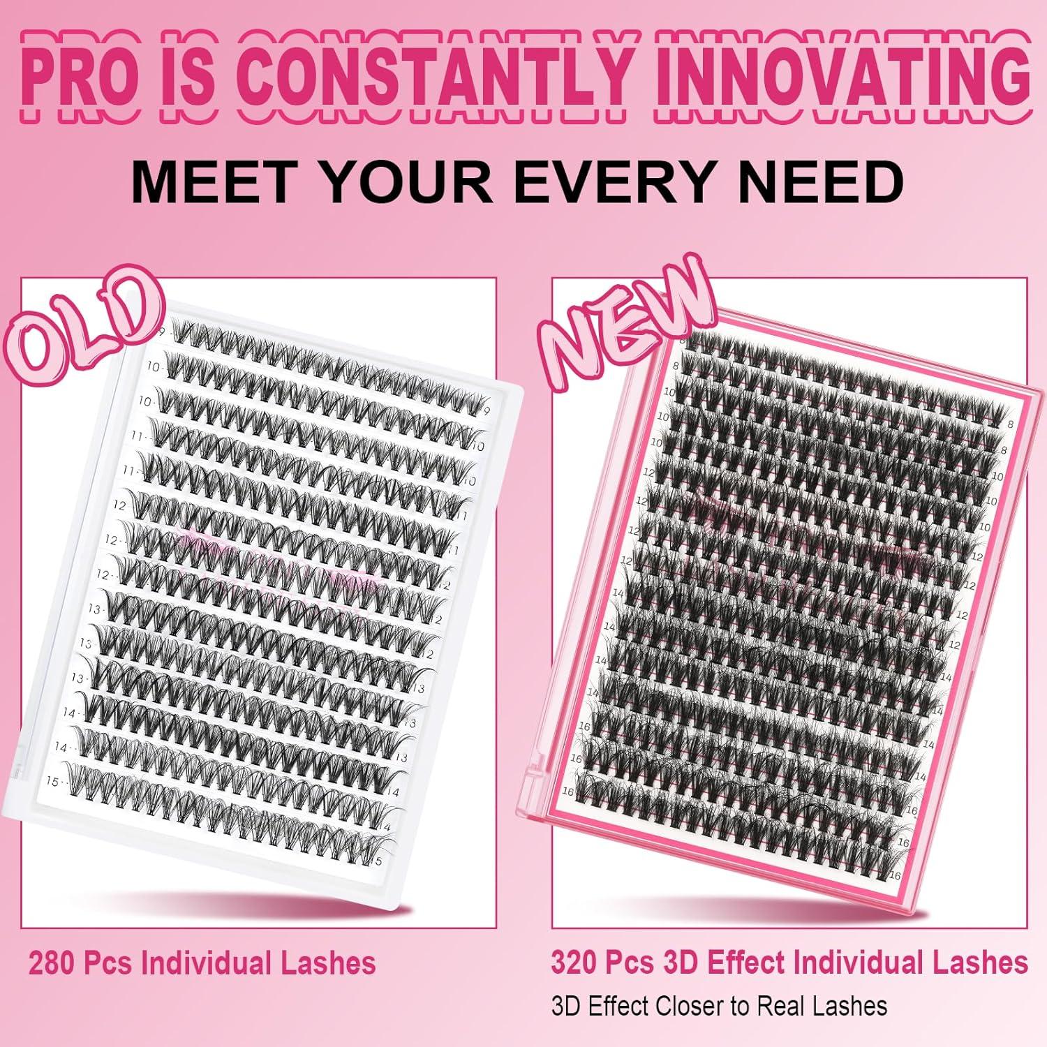320 Pcs 40D-C Mixed 3D Fluffy Cluster Lashes for DIY Extensions - Self ...