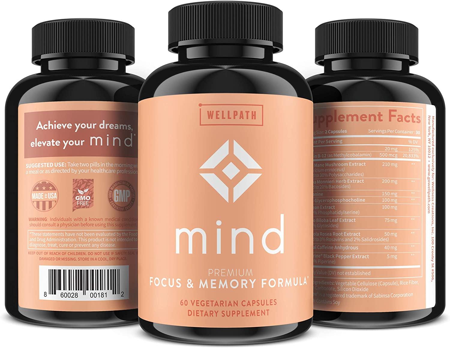 Mind Brain Supplement - Natural Focus & Memory Boost with Lion's Mane ...