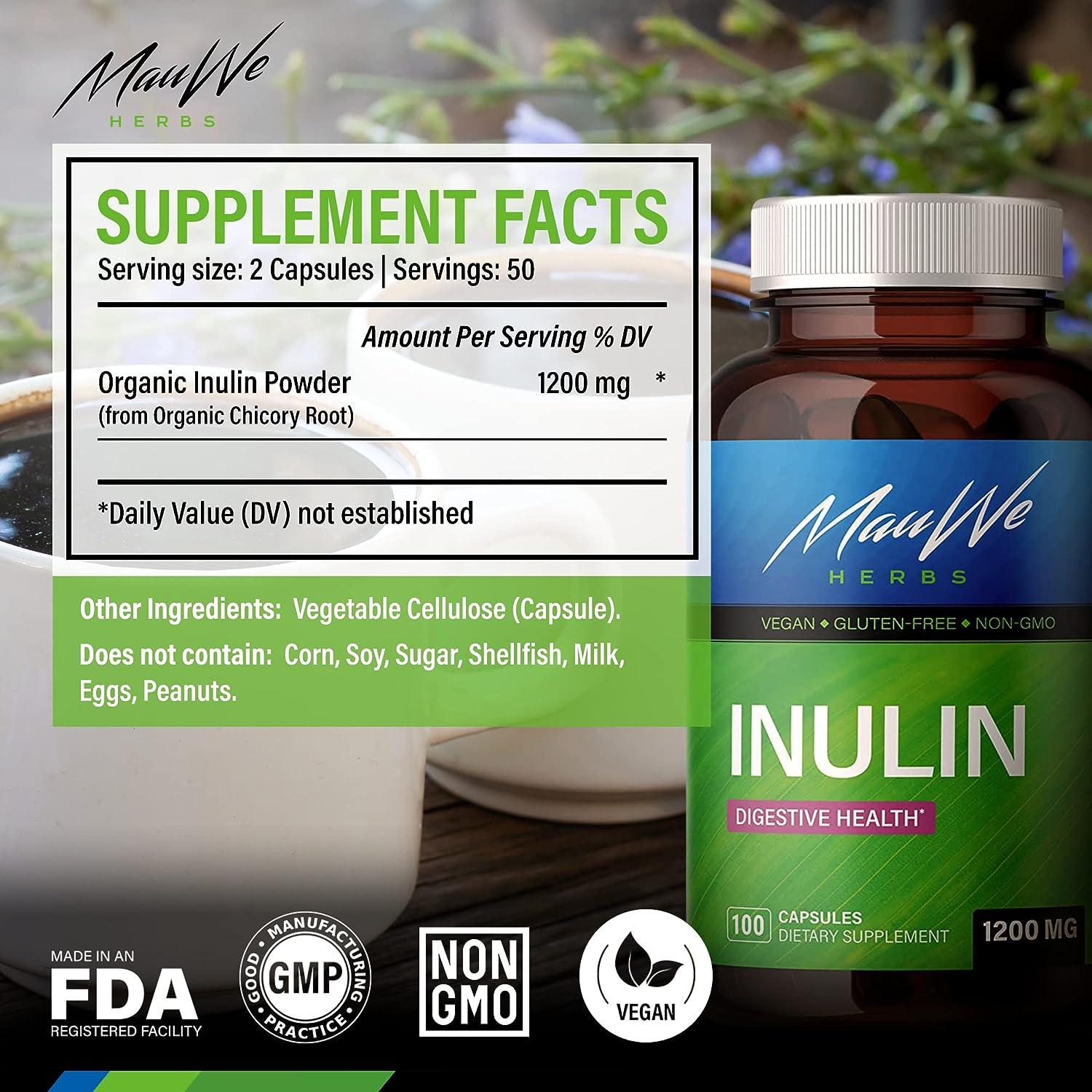 Organic Chicory Root Inulin Capsules for Digestive Health & Weight ...