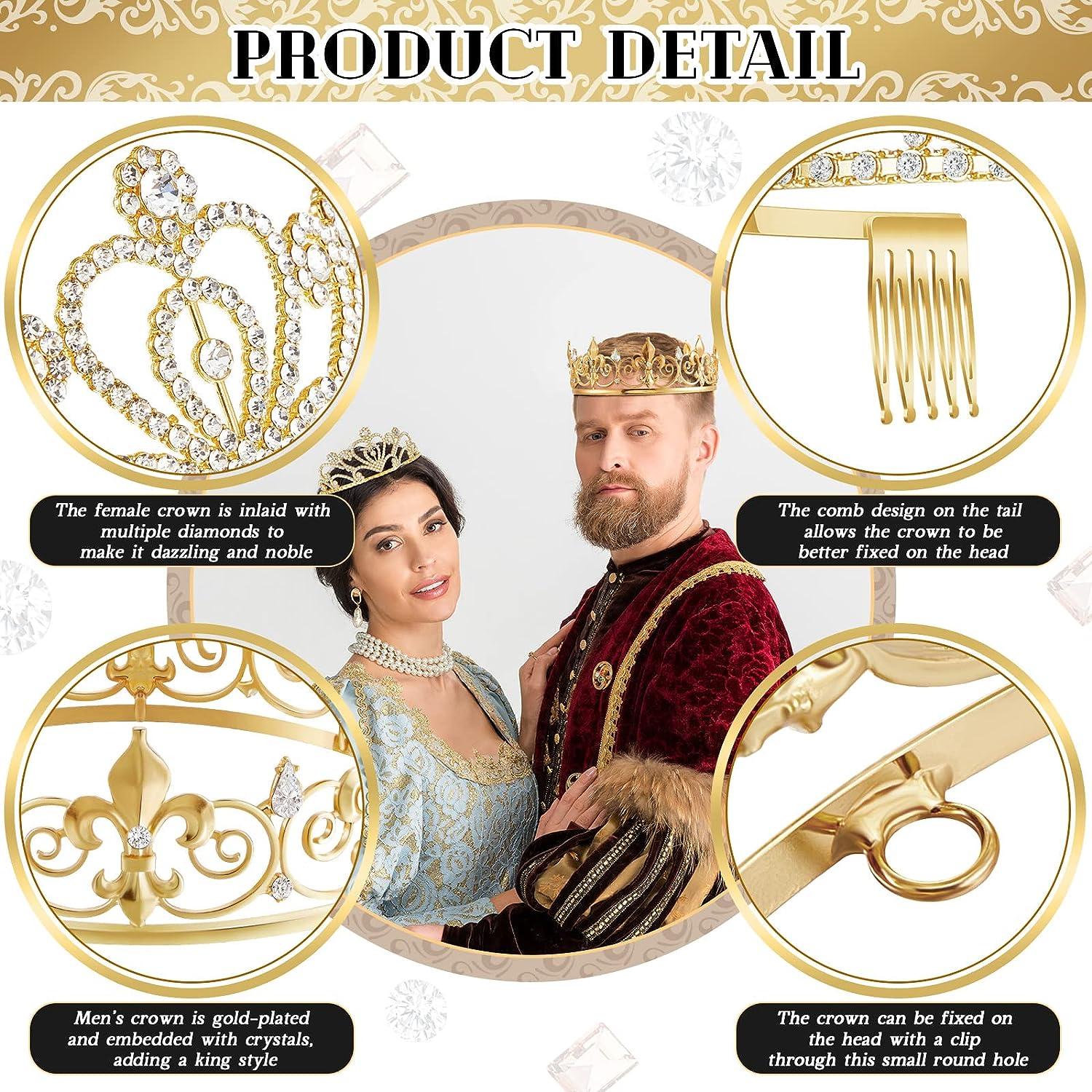 4 Pcs Baroque Prom King and Queen Crowns - Crystal Tiara and Metal ...
