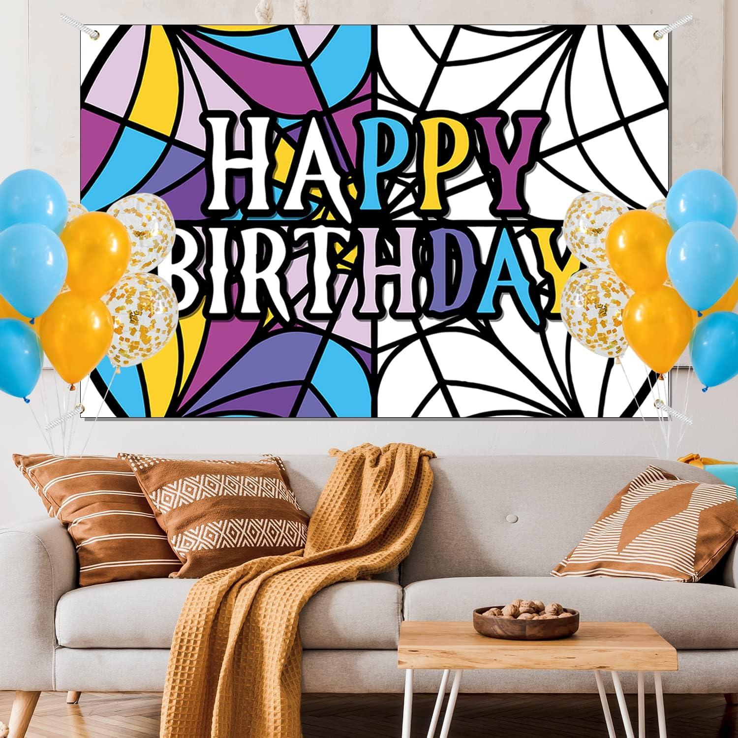 Wednesday Addams Birthday Decorations Wednesday Addams Stained Happy ...