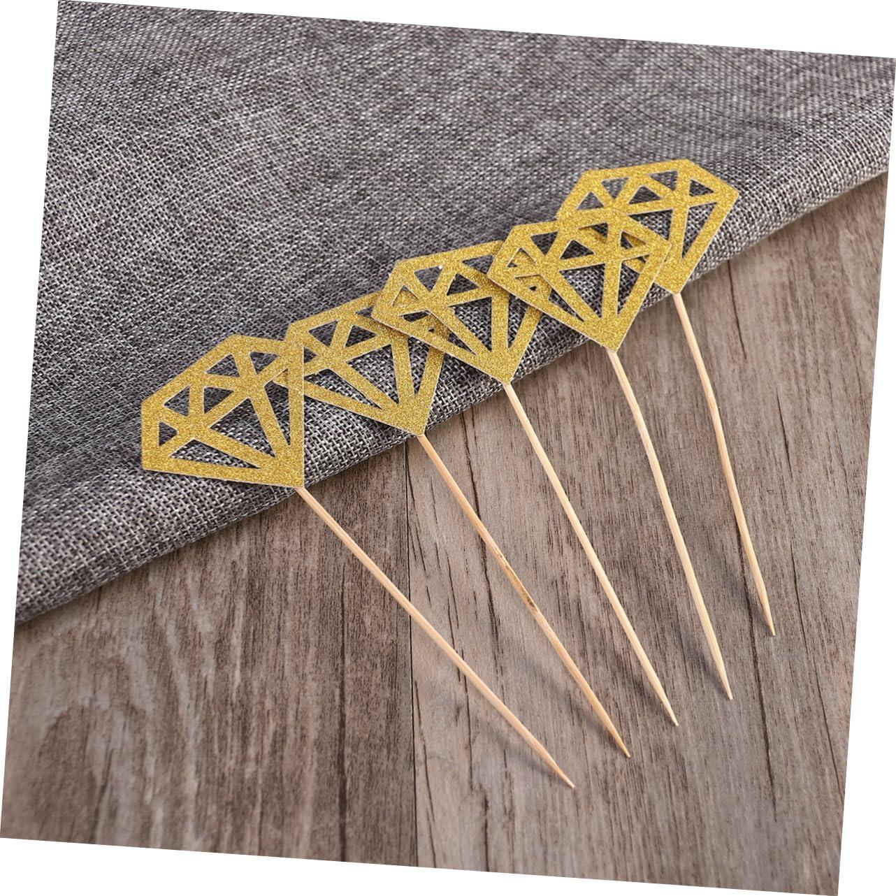 IMIKEYA 50pcs Happy Birthday Cake Gold Diamond Topper Cake Topper Fruit ...