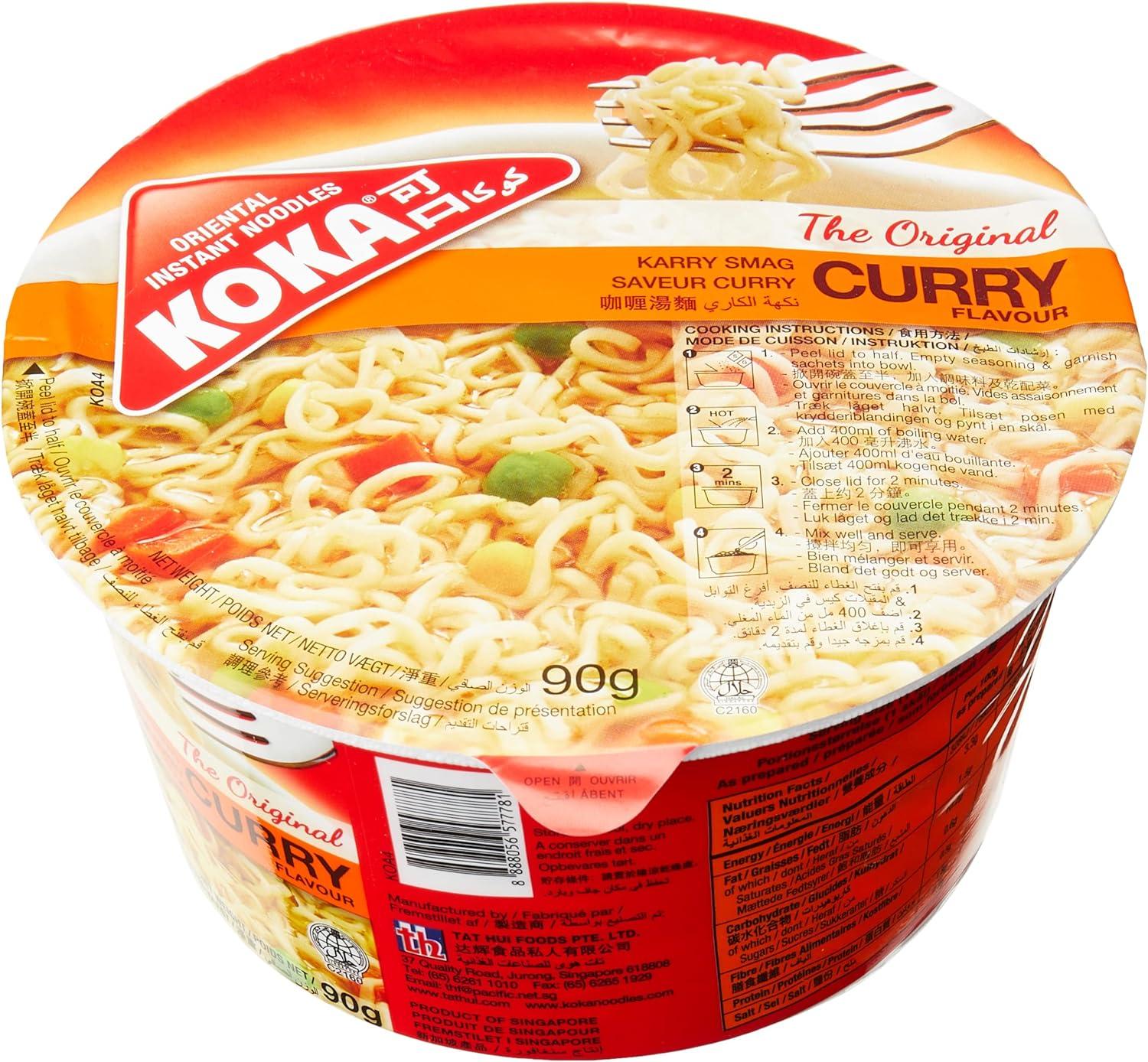 Koka Noodles Original Curry Flavour 12-Pack 90g Bowls | Oriental Style ...