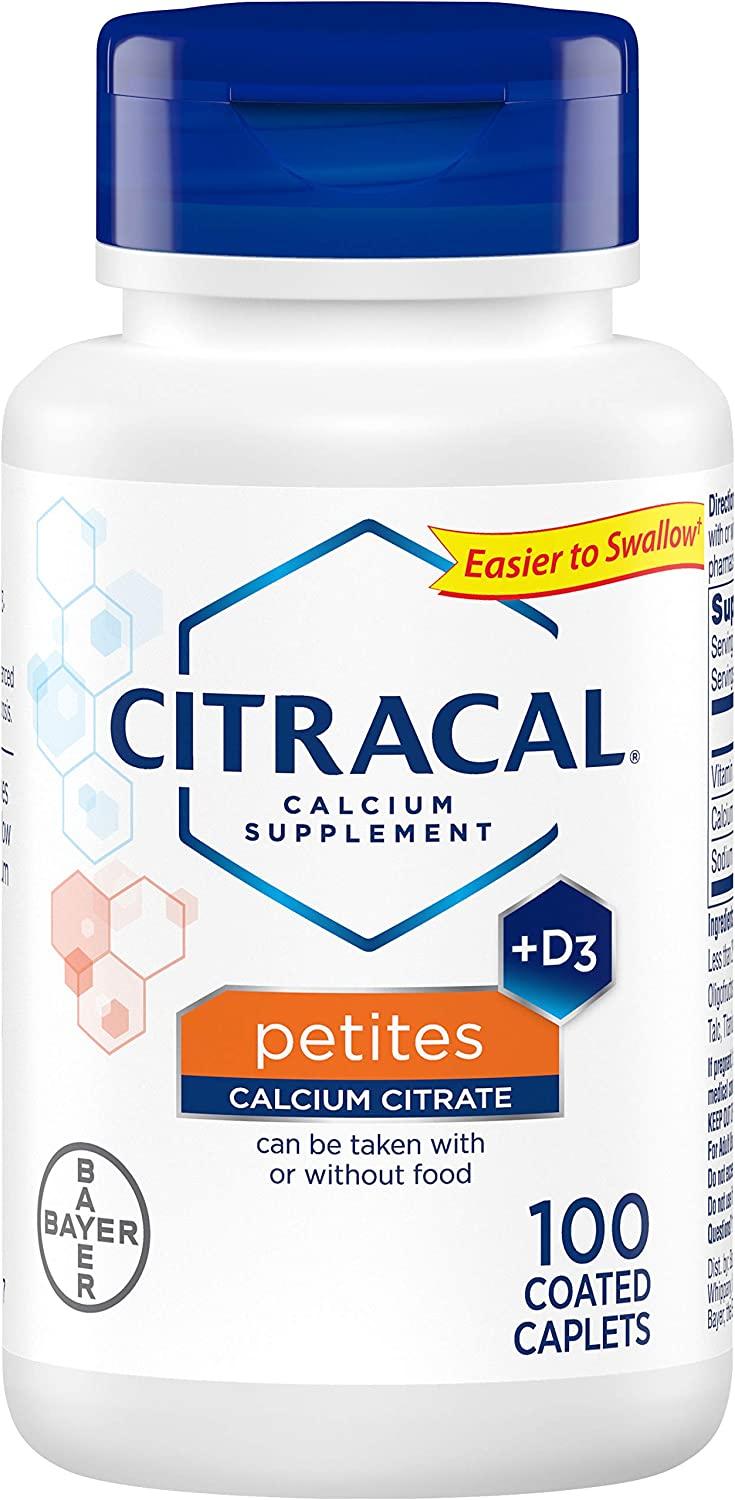 Citracal Calcium + D3 Petites - 100 Coated Caplets for Bone Health ...