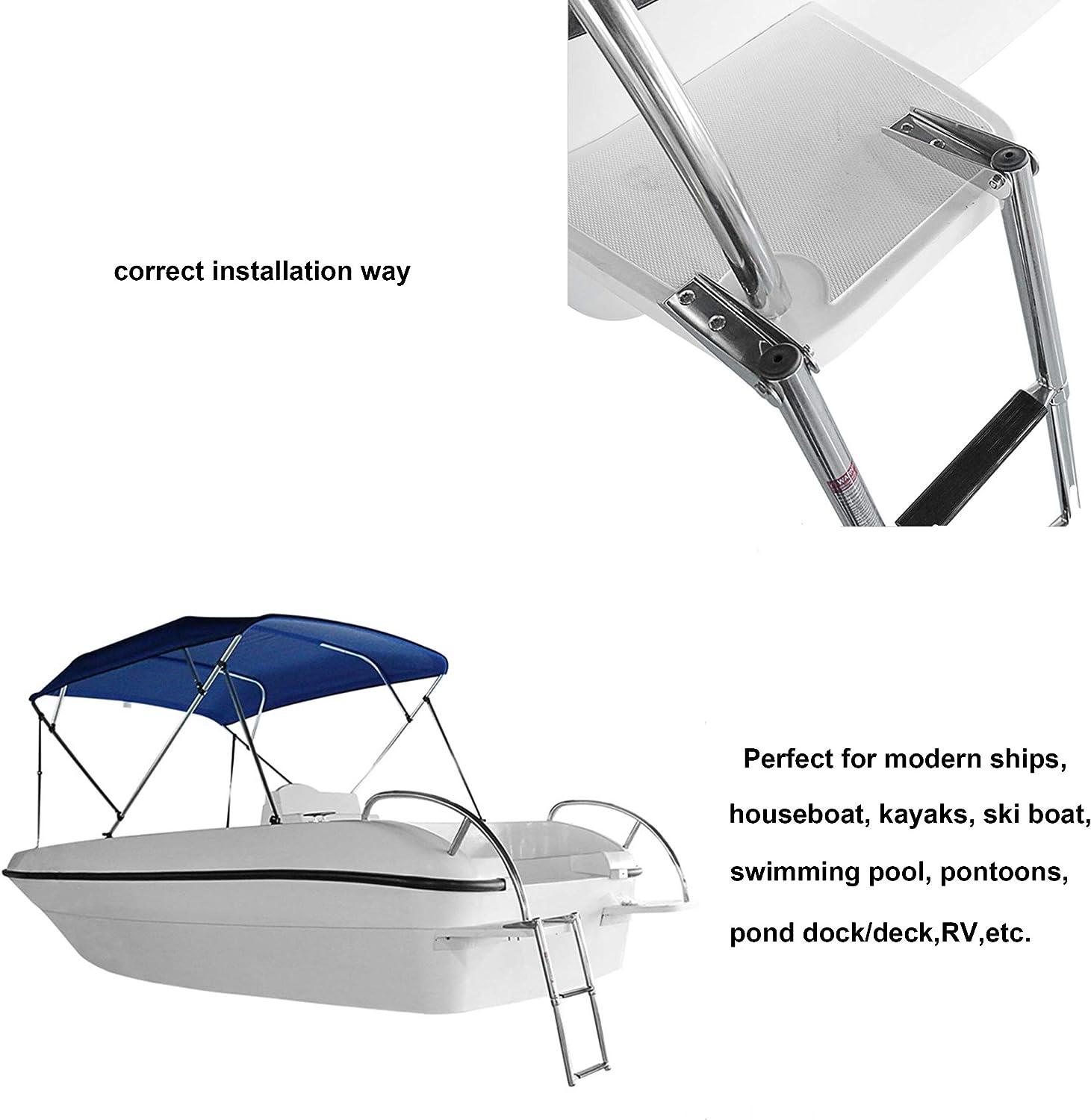 Marine Stainless Steel 2 Step Boat Swim Ladder - Telescoping Dock ...